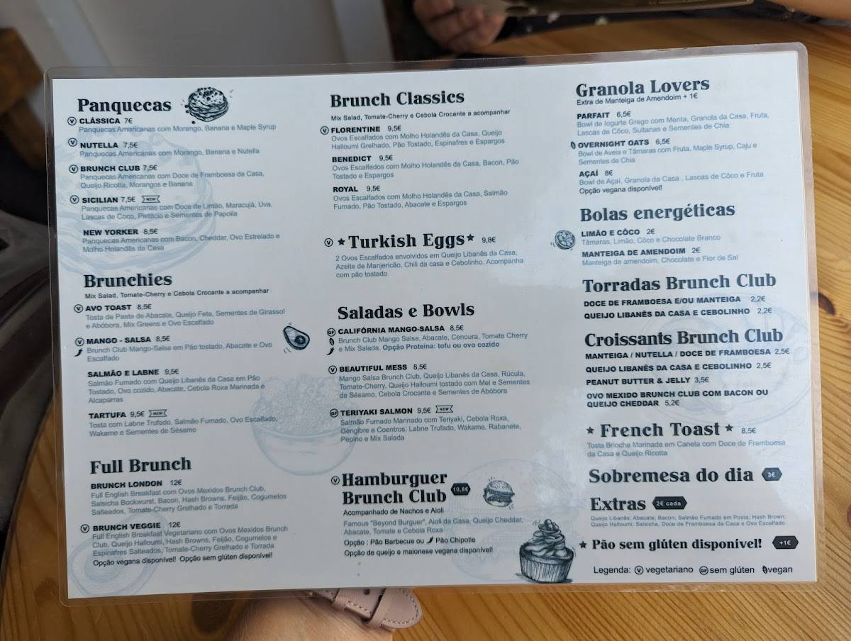 Menu at Brunch Club, Funchal