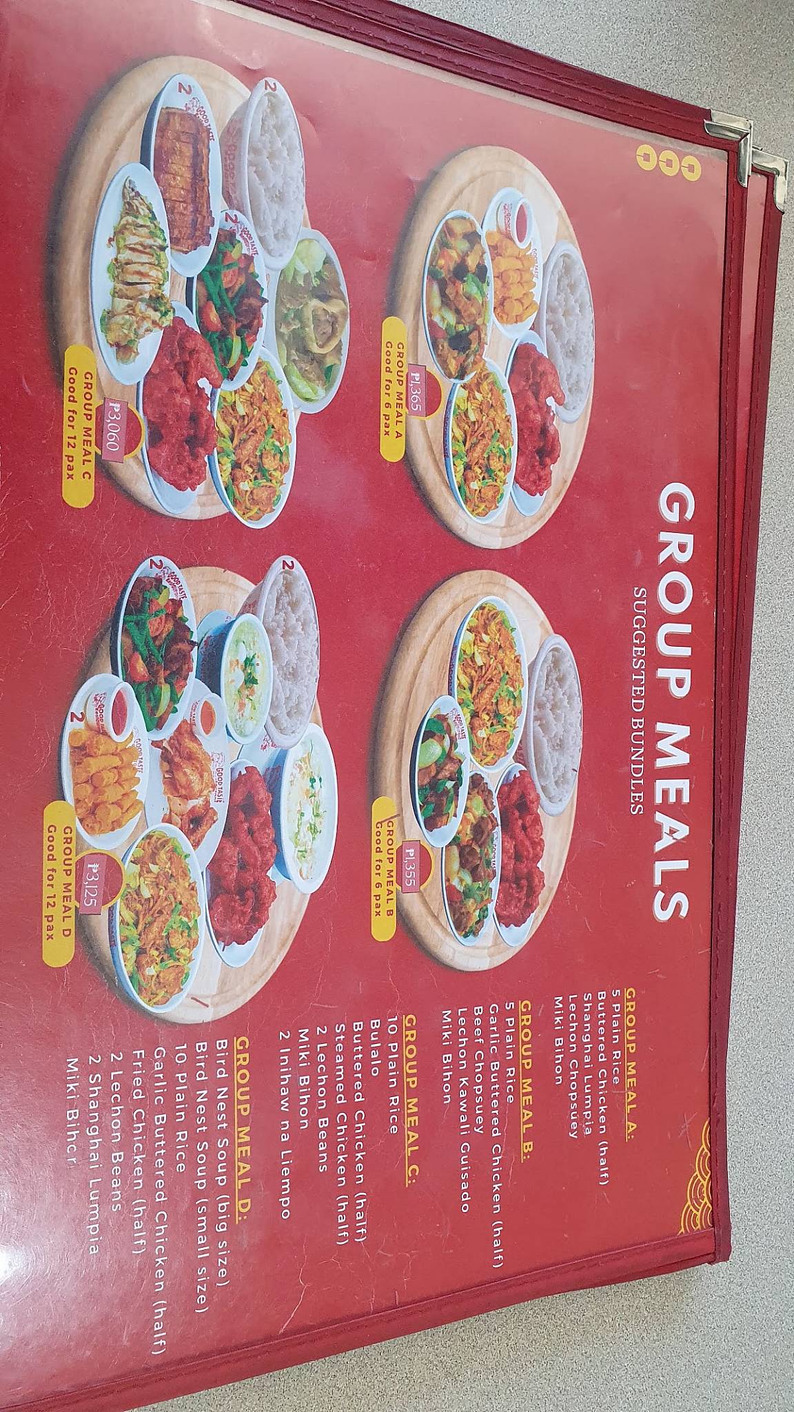 Menu at GOODTASTE RESTAURANT, Baguio, Otek St