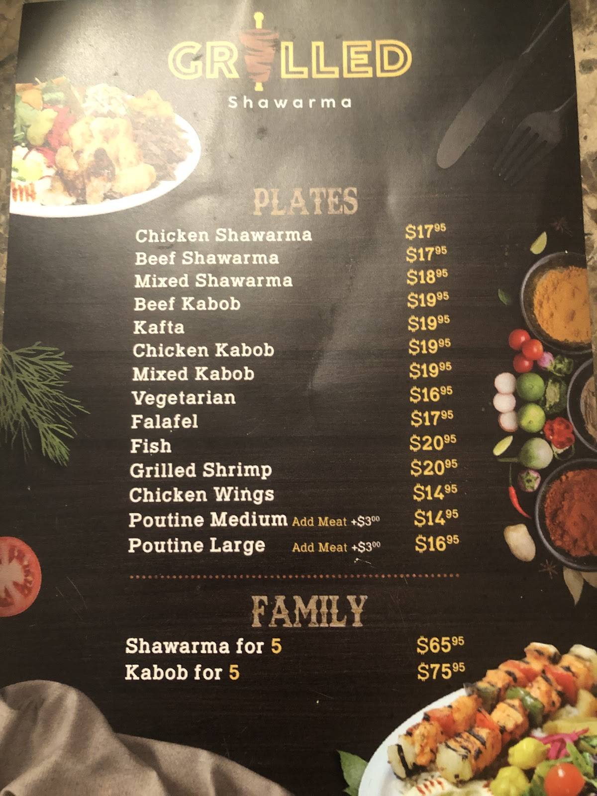 Menu at GRILLED SHAWARMA restaurant, Embrun