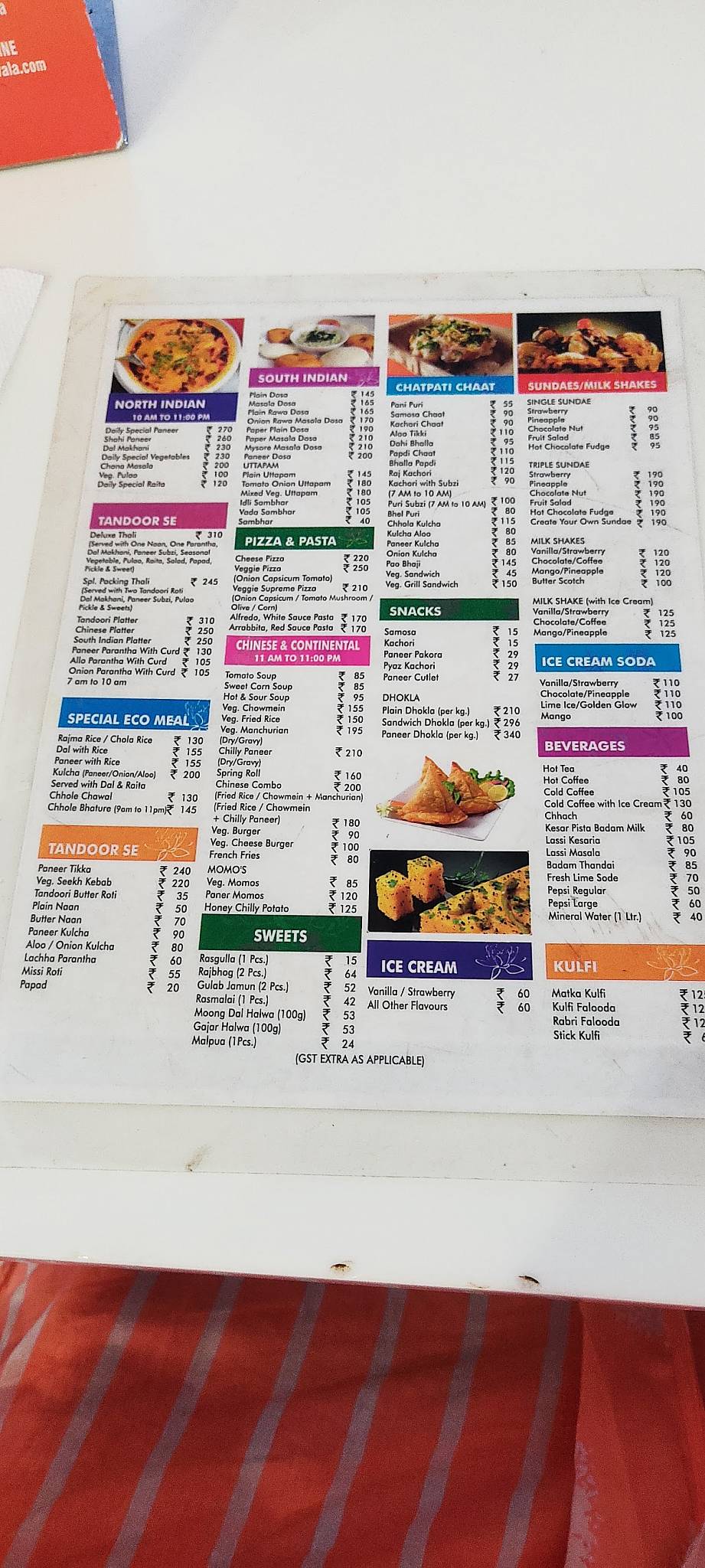Menu at Bikanervala, Gajraula