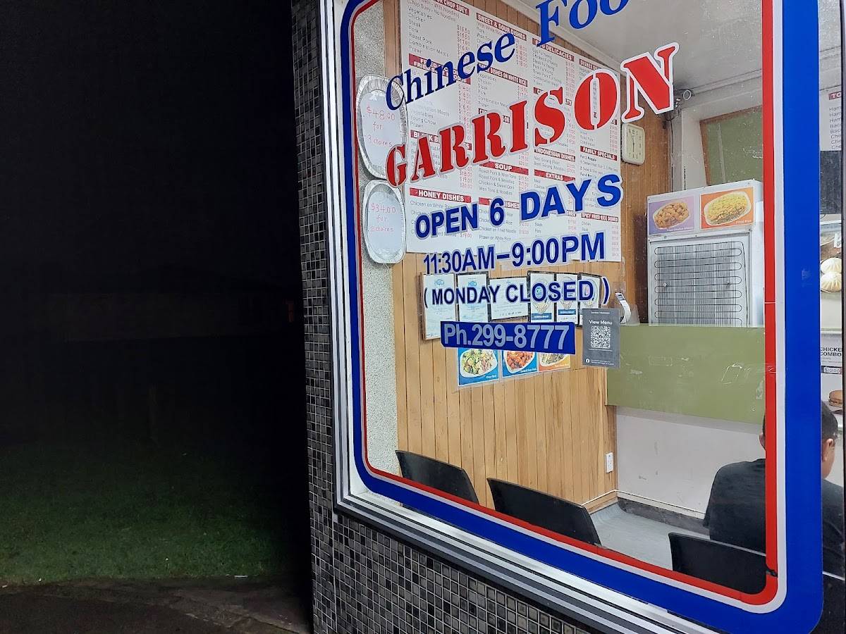 Menu at Garrison Takeaways restaurant, Auckland