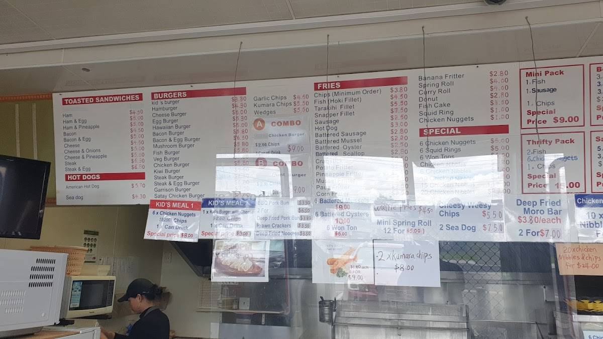 Menu at Garrison Takeaways restaurant, Auckland