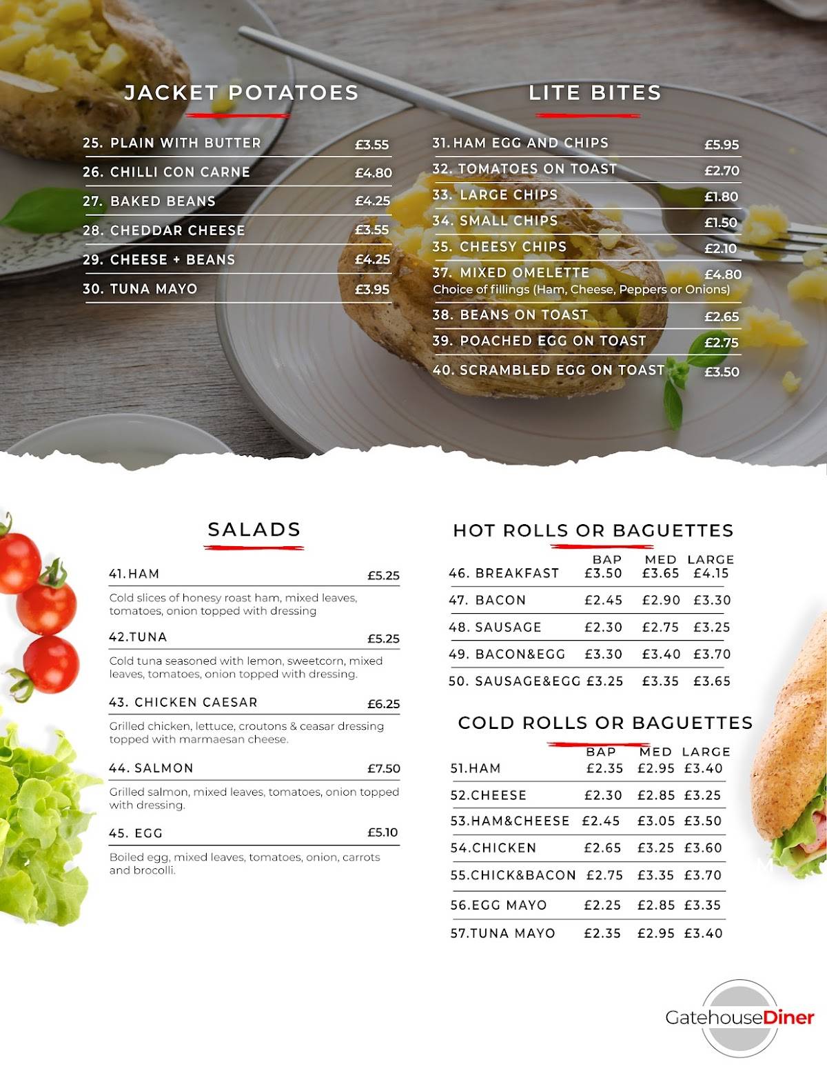 Menu at Gatehouse Diner & Coffee House, Aylesbury