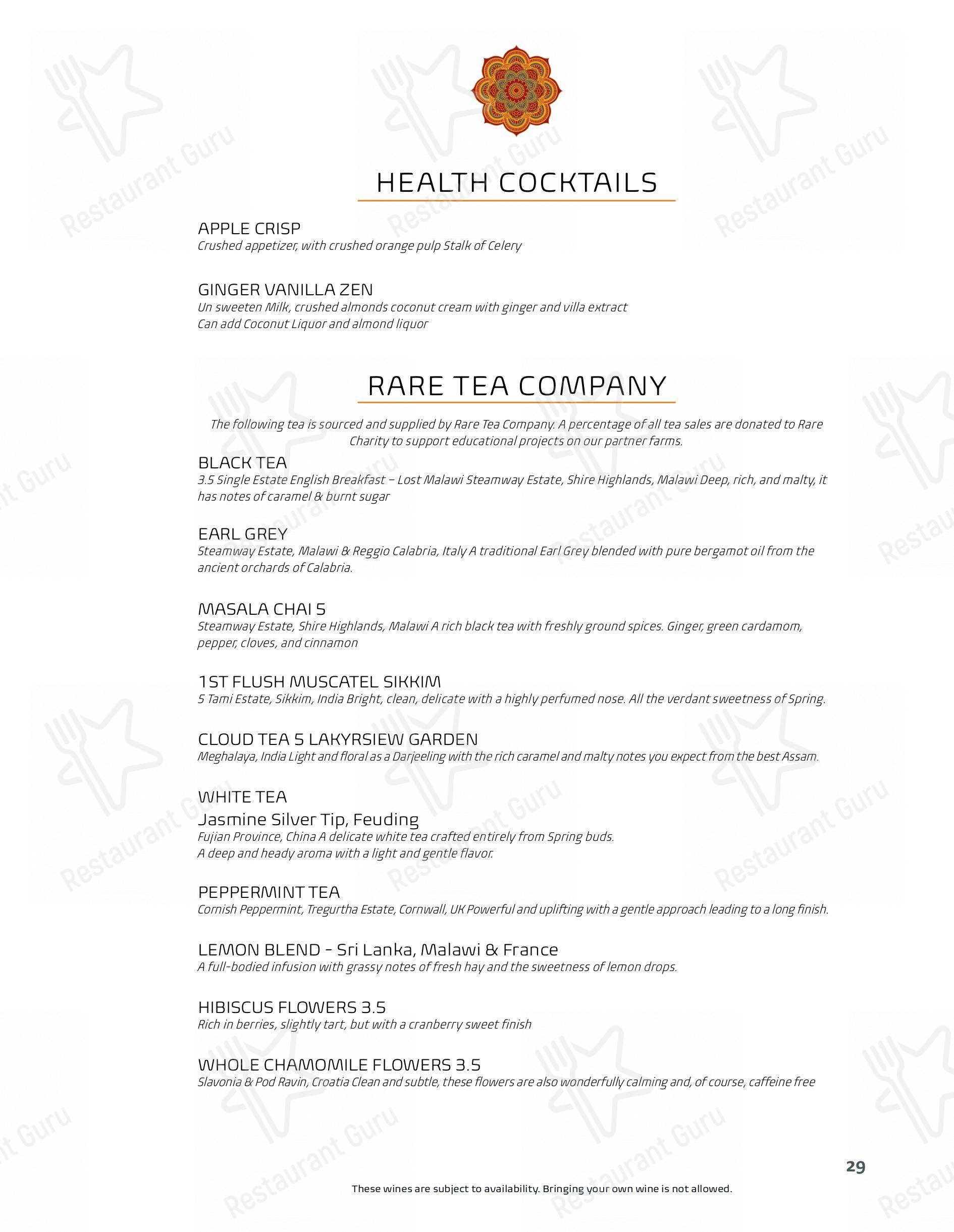 Menu at Geet Indian Restaurant, Pretoria
