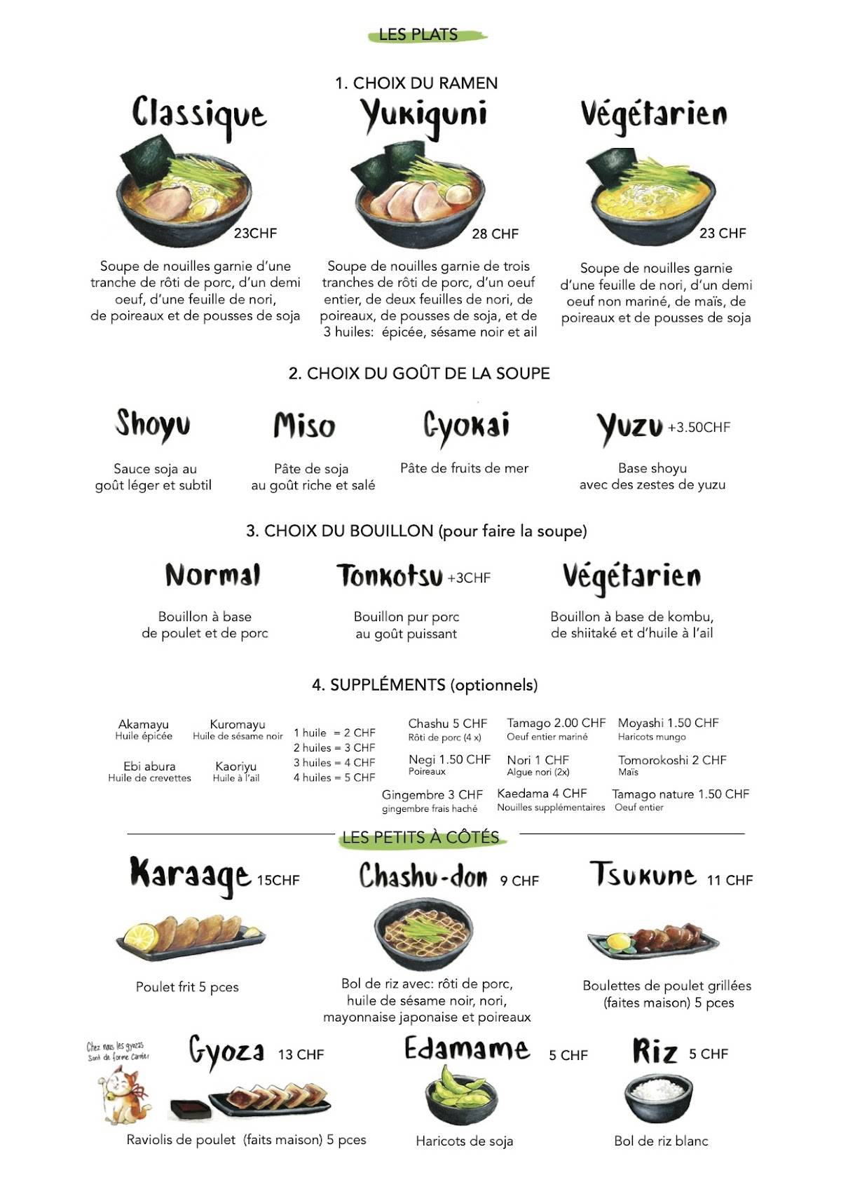 Speisekarte von Yukiguni, Genf