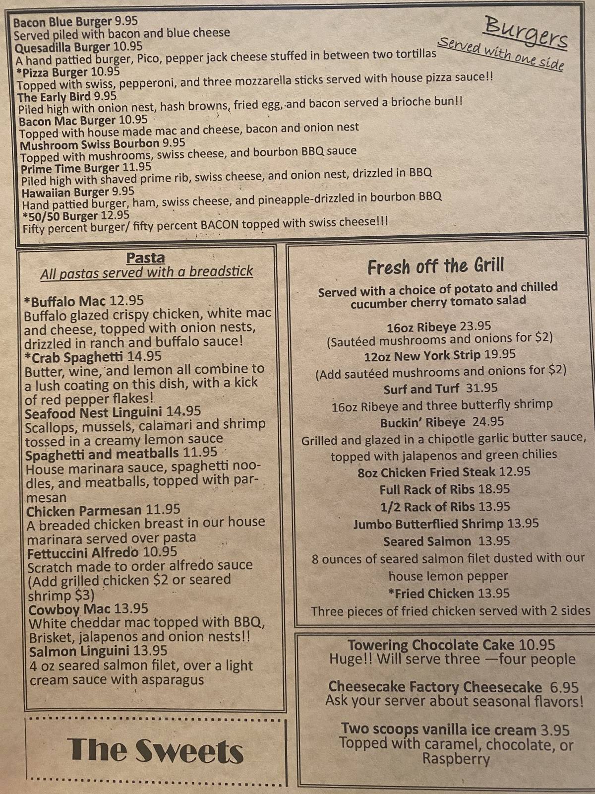 Menu at Monument Grill pub & bar, Gering