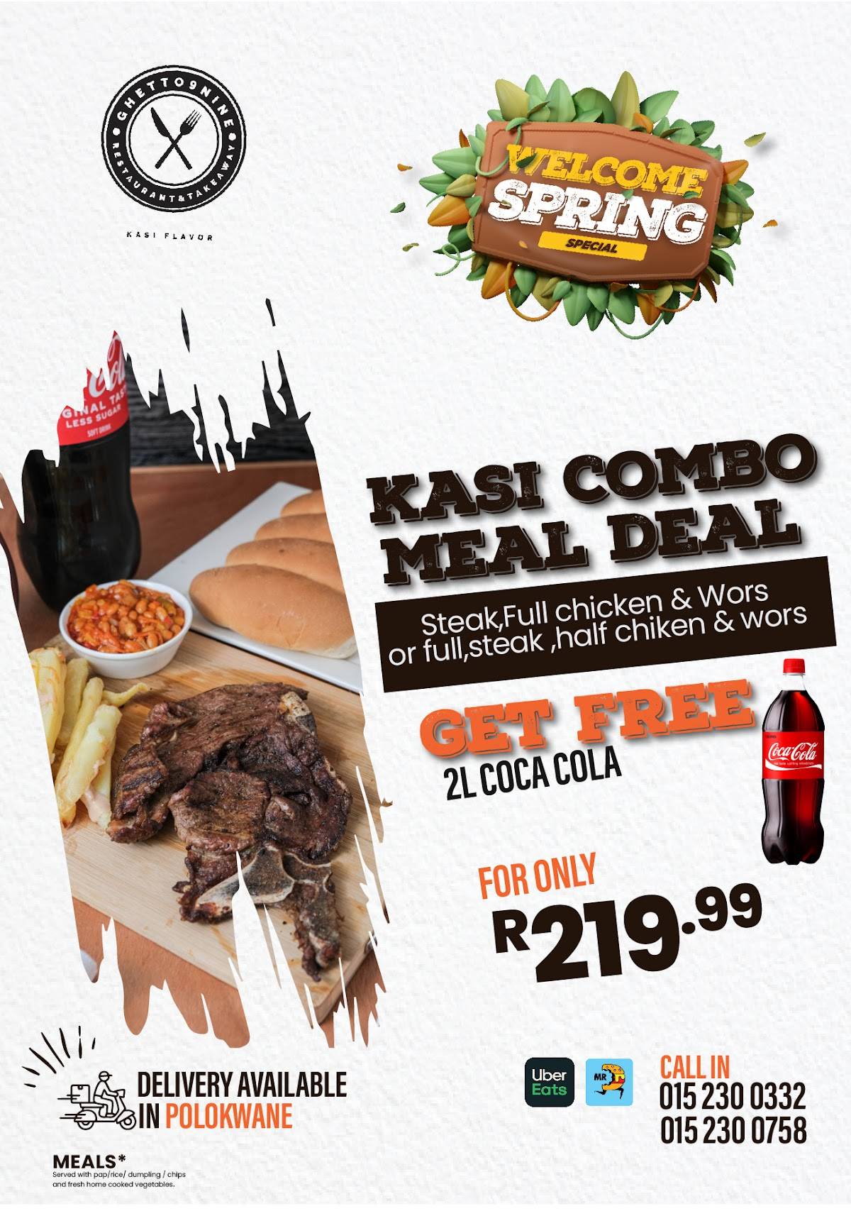 Menu at Ghetto 9Nine, Polokwane