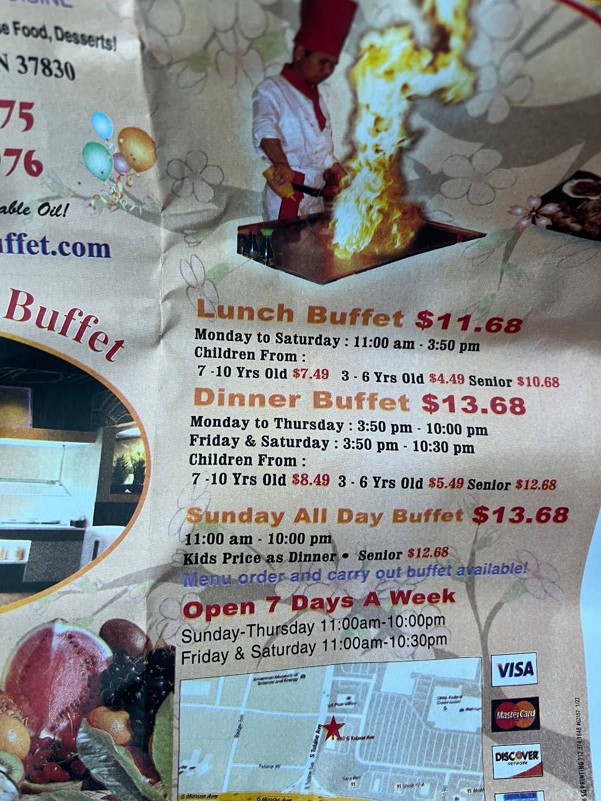Menu at Golden Oak Buffet restaurant, Oak Ridge