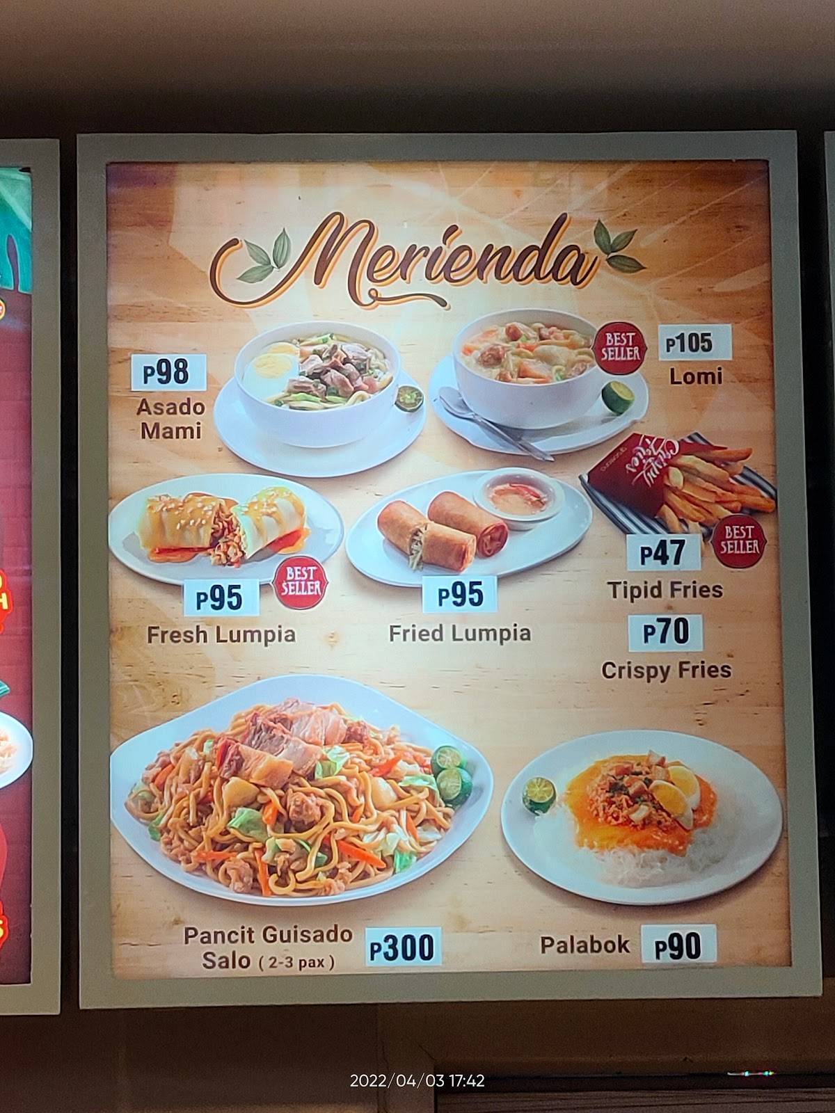 Menu at Graceland restaurant, Tabaco City, 9P4H+VX4