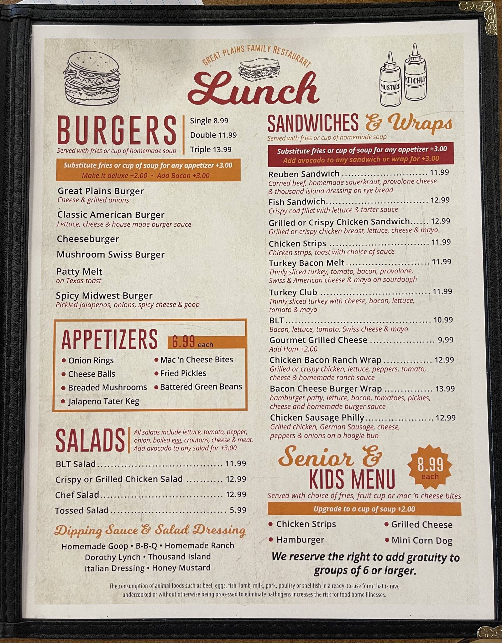 Menu at Great Plains Family Restaurant, Mobridge