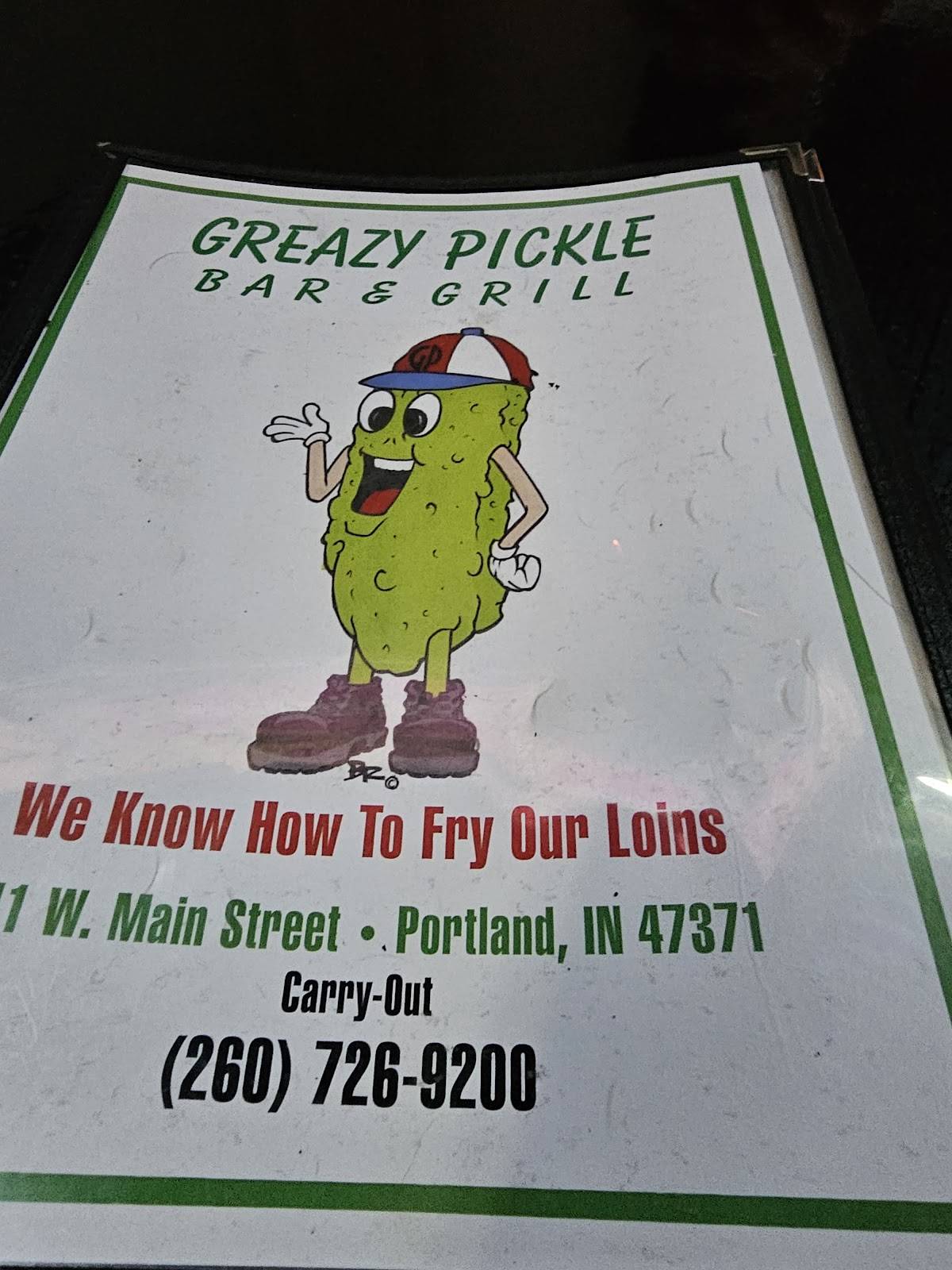 Menu at Greazy Pickle pub & bar, Portland