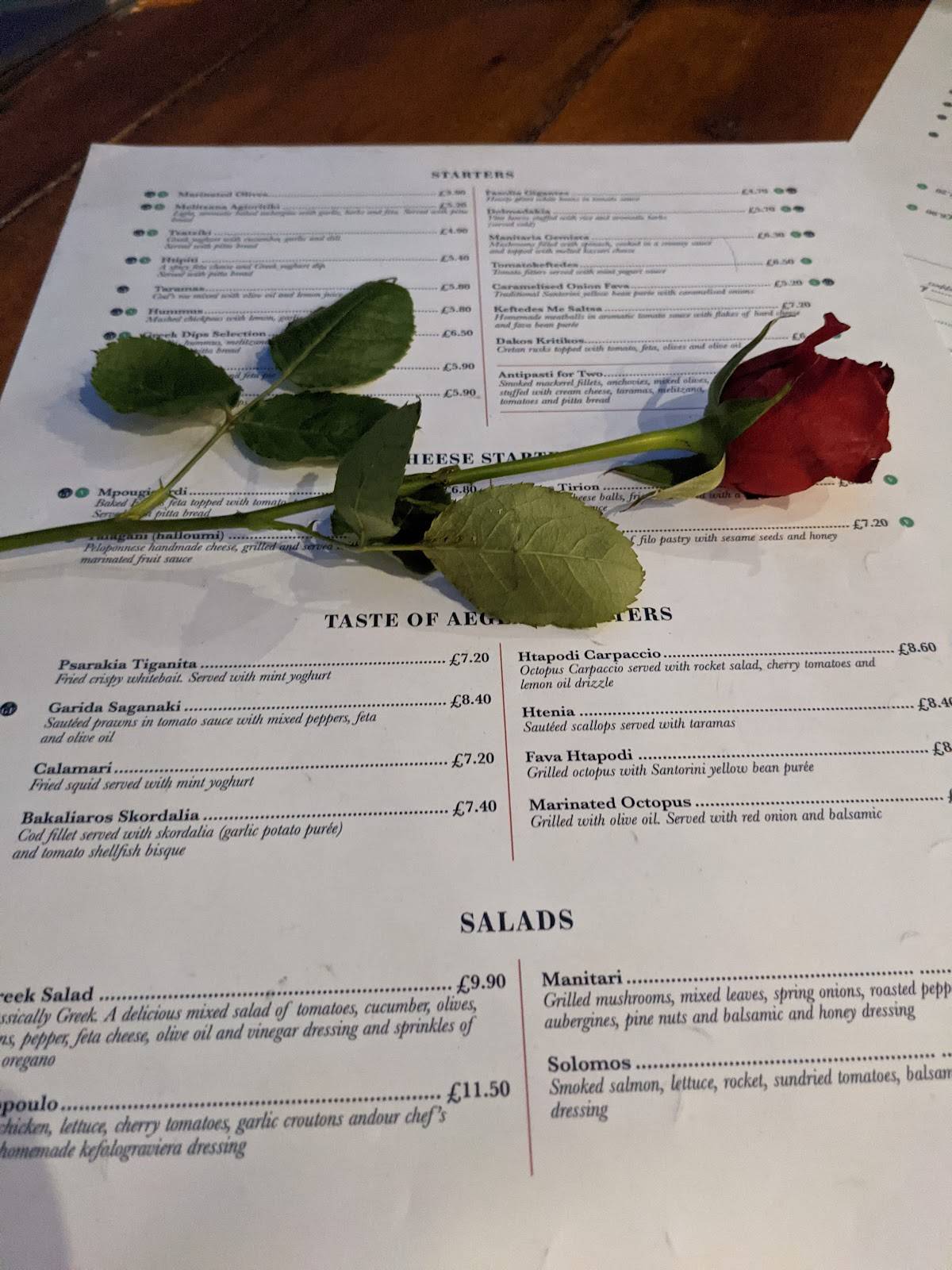 Menu at Greek on the Docks restaurant, Gloucester