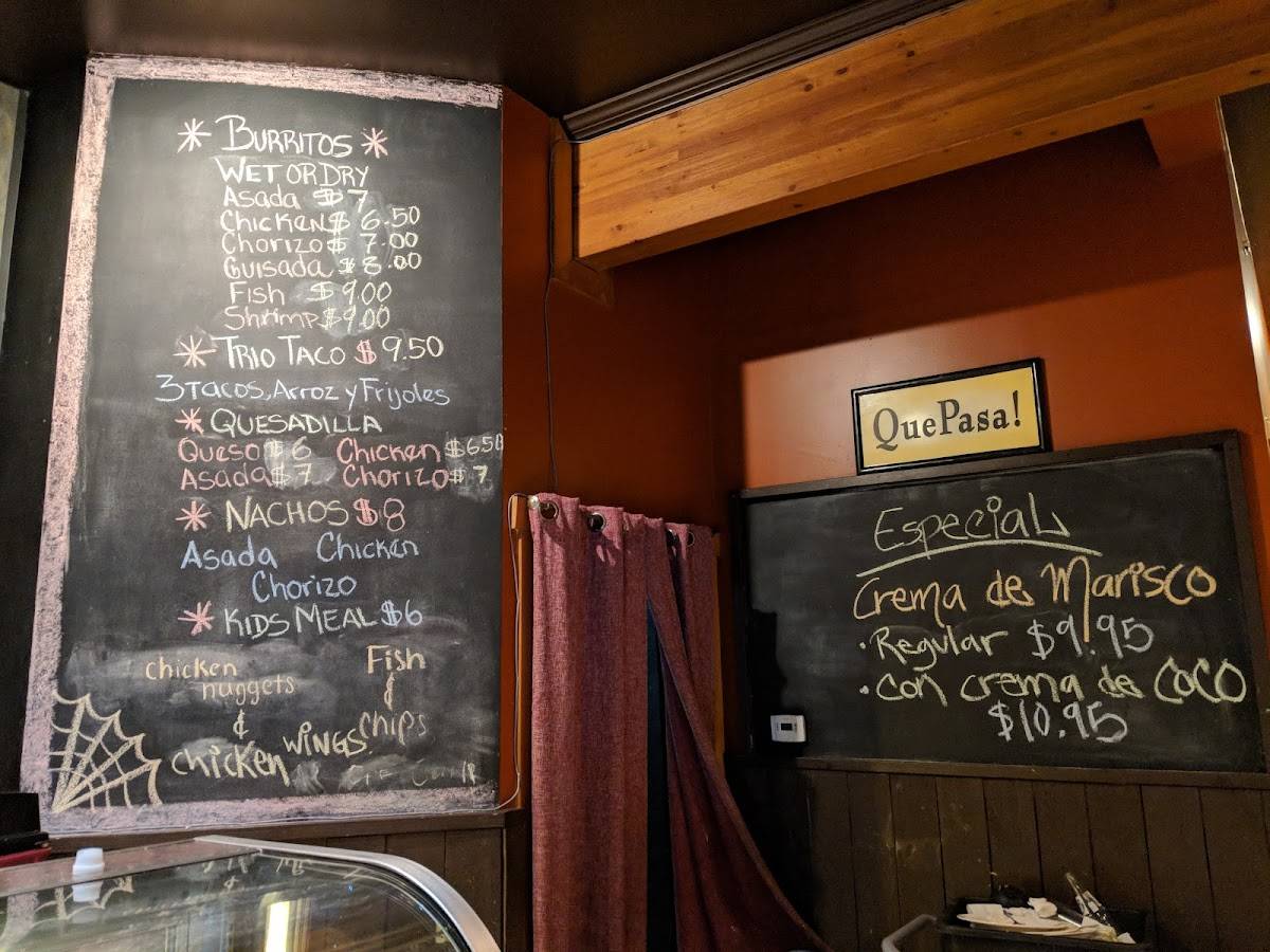 Menu at Chepe's restaurant, Portland