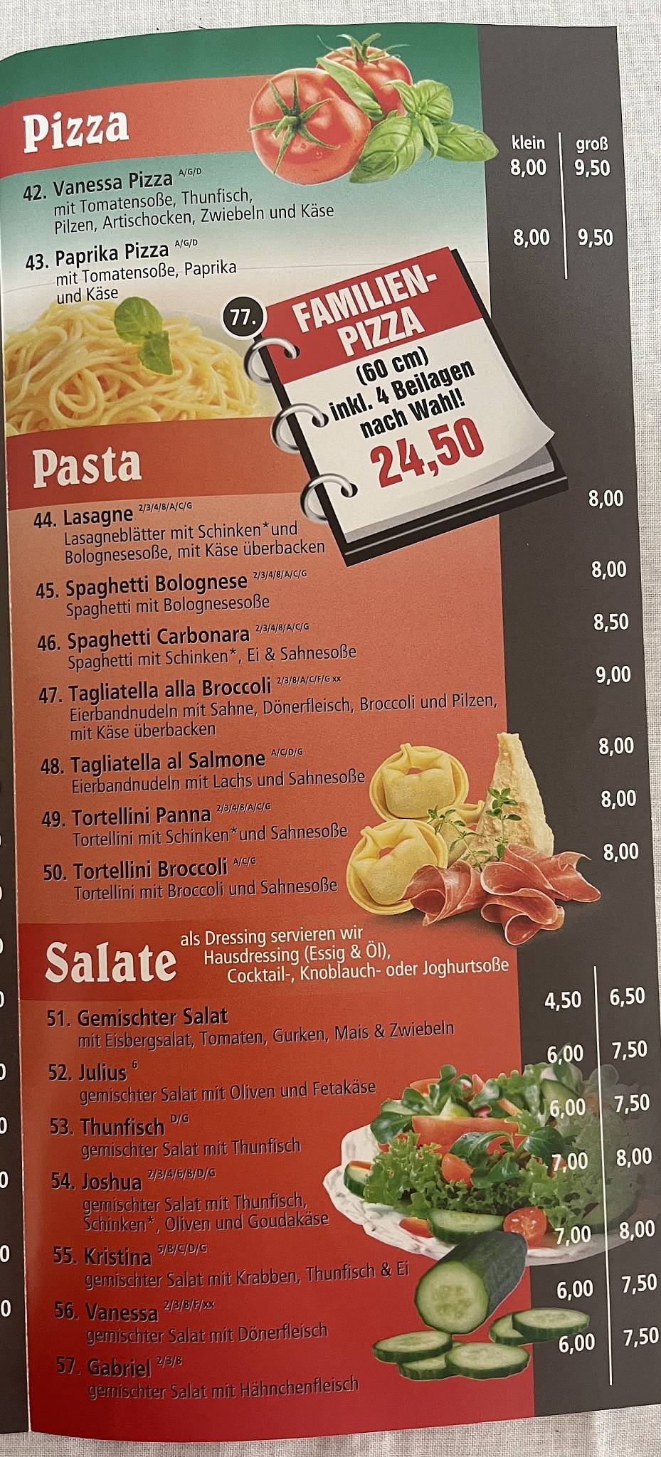 Speisekarte von Joshua Pizza, Gronau (Westfalen)