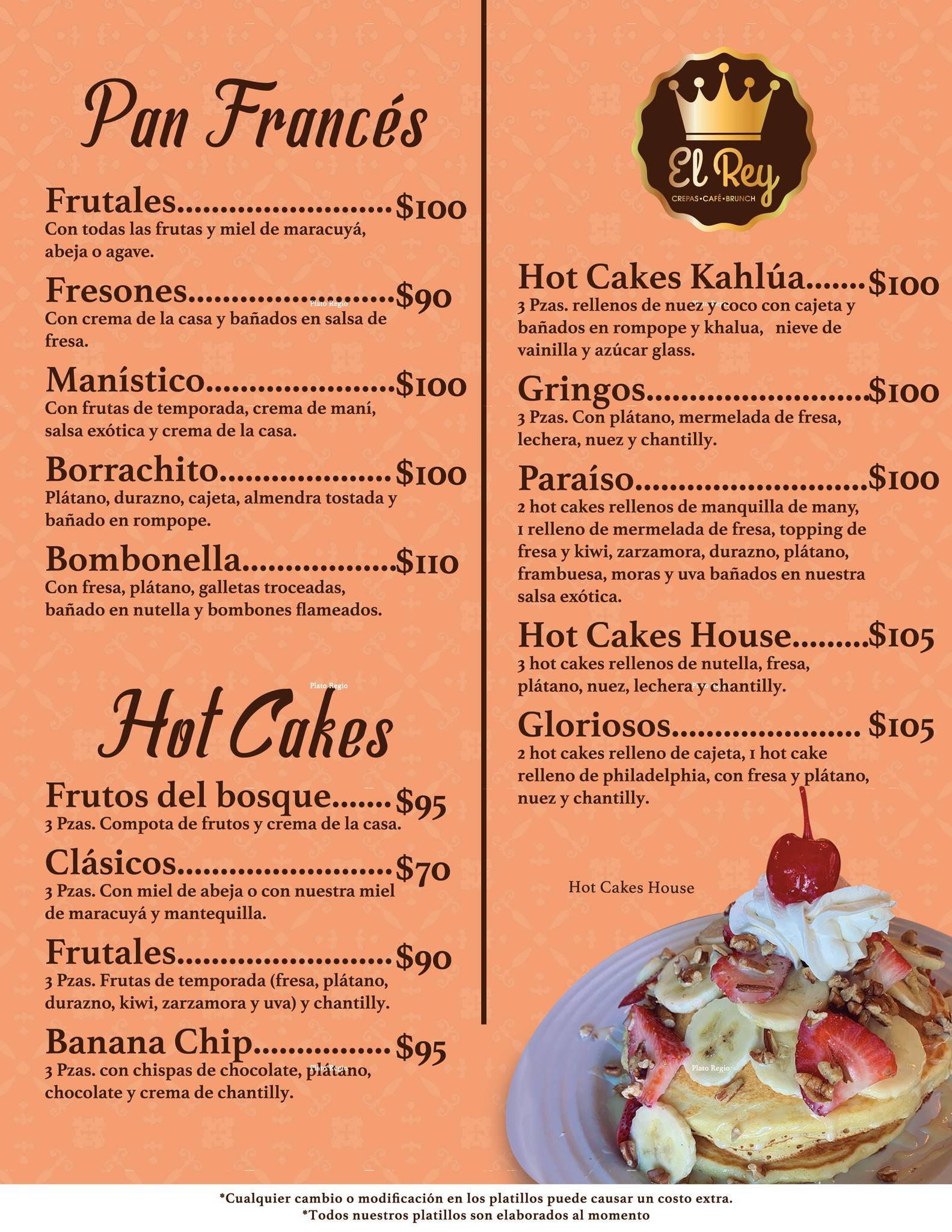 Carta del restaurante El rey del las crepas gdl, Guadalajara