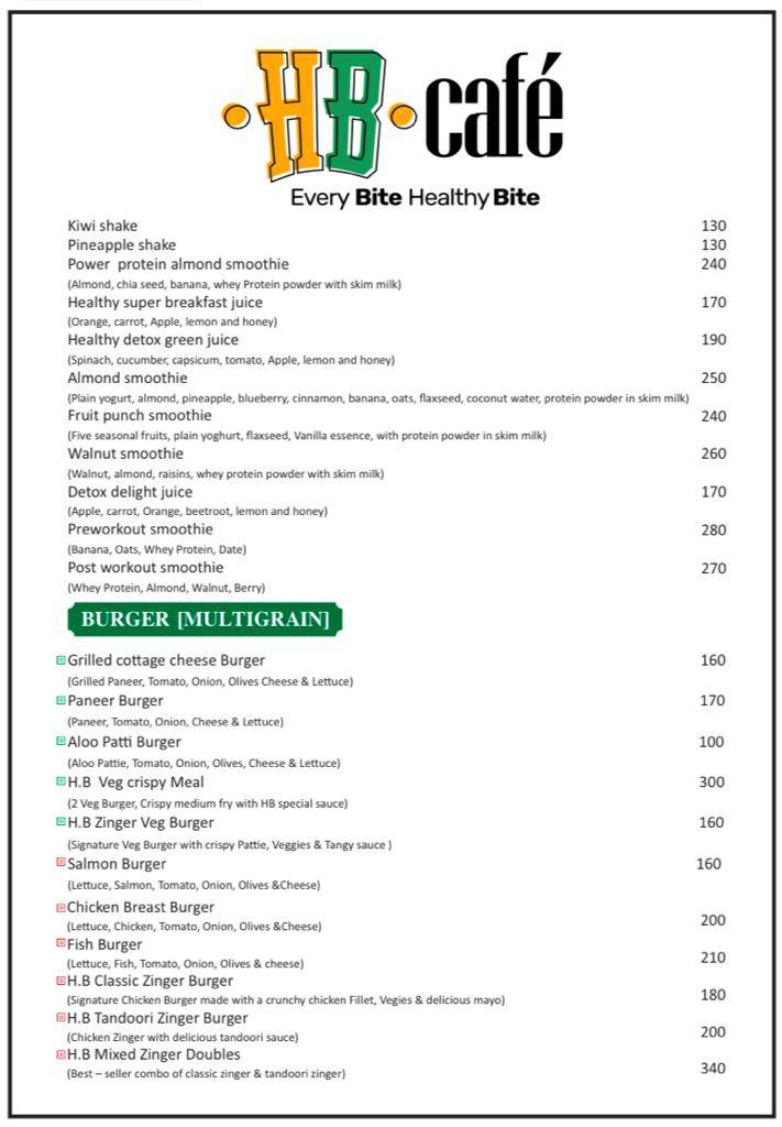 Menu at H.B. Cafe, Greater Noida