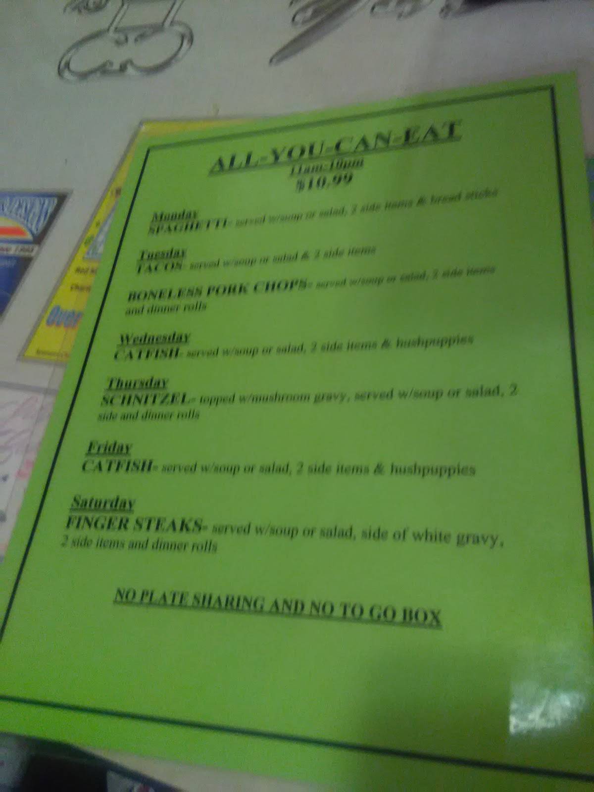 Menu at Hallmark Restaurant, Killeen