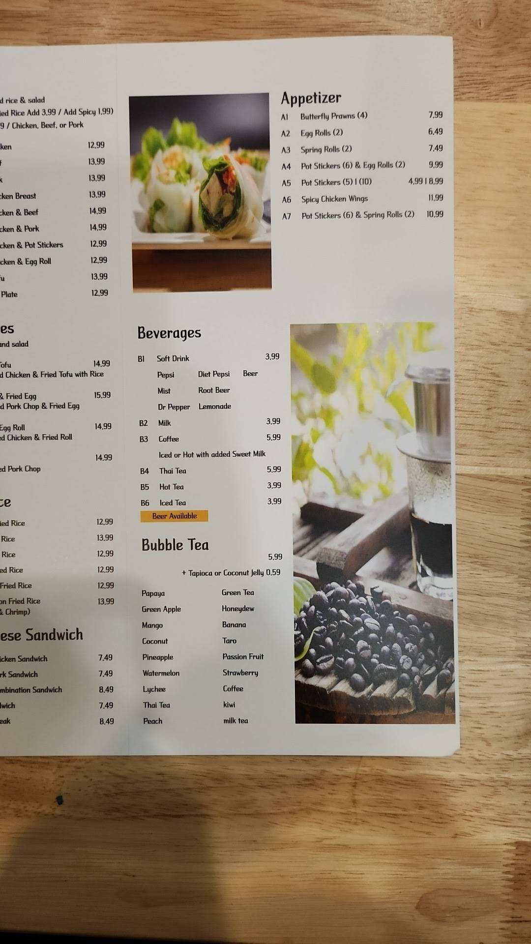 Menu at Happy Pho Time restaurant, Bonney Lake