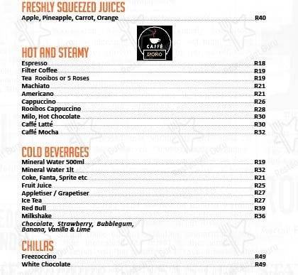 Menu at The Harvard Cafe Rand Airport, Germiston, Main Terminal Building