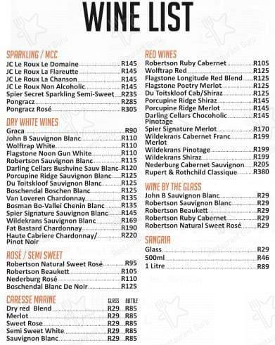 Menu at The Harvard Cafe Rand Airport, Germiston, Main Terminal Building