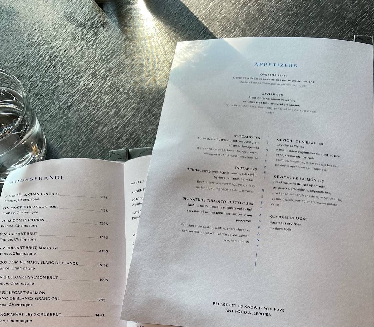 Carta de Ama Restaurant, Helsingborg