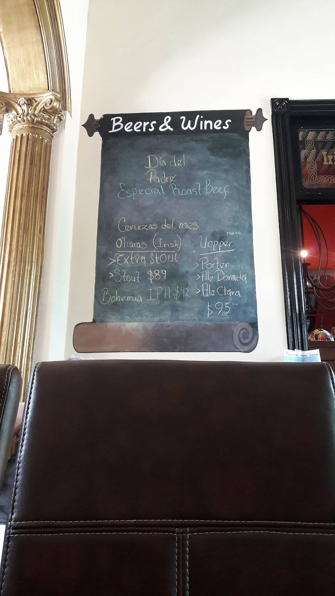 Menu at Hennessys Irish Pub, Merida