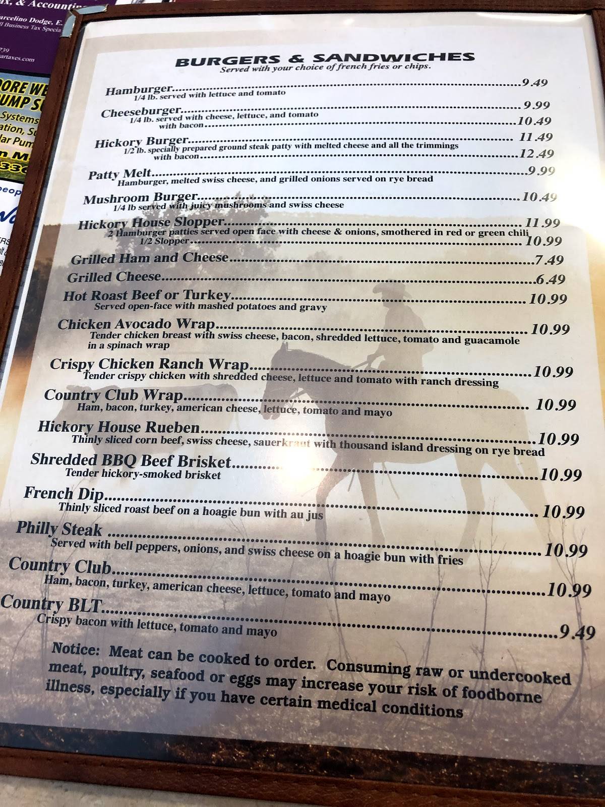 Menu at Hickory House BBQ, Lamar