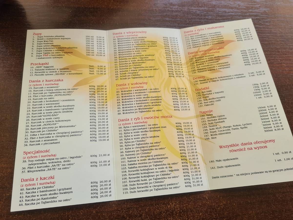 Menu at Hong Ha Bar orientalny, Kraków, Os. Kolorowe 9A