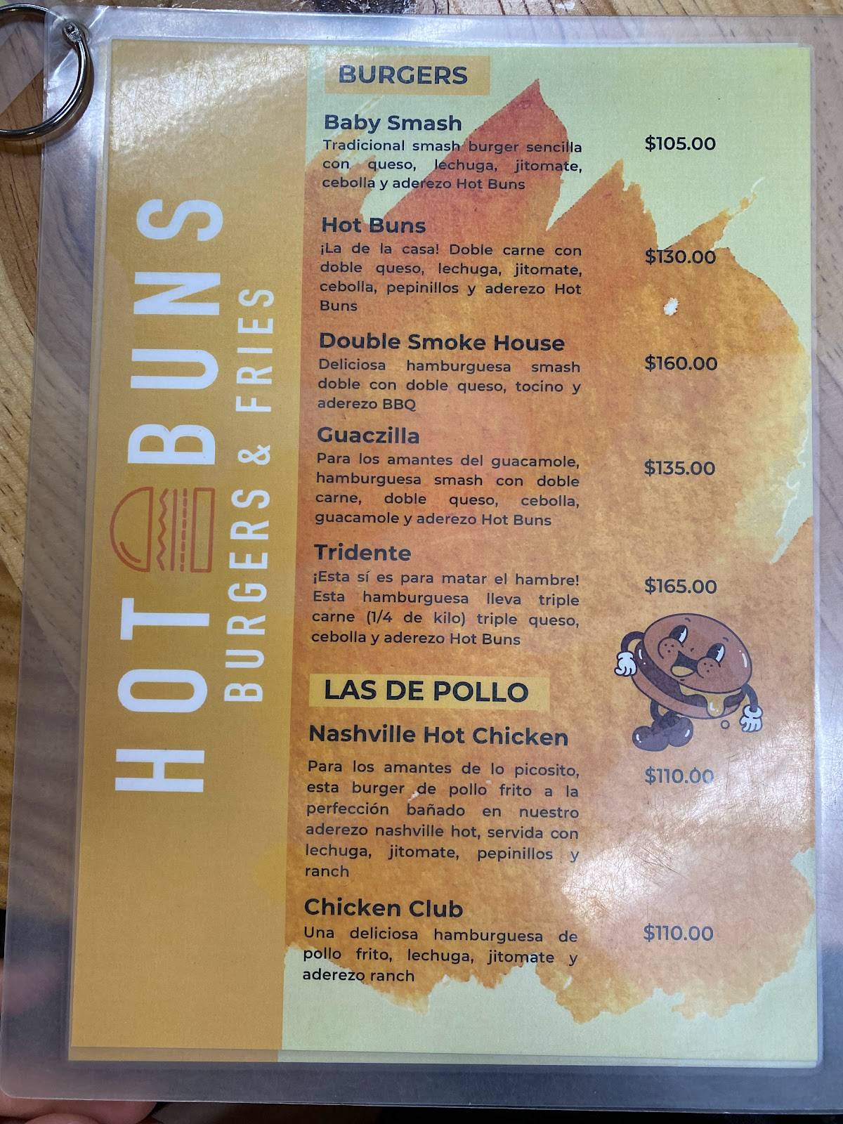 Menu at Hot Buns Zibata Hamburguesas restaurant, Mexico