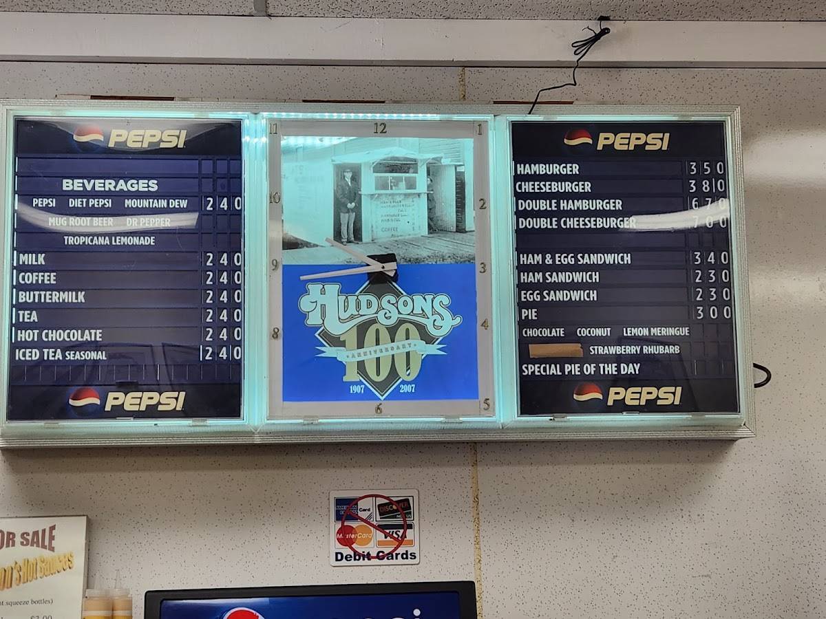 Menu at Hudson's Hamburgers restaurant, Coeur d'Alene