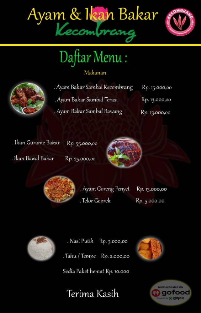 Menu at Ikan & ayam bakar sambal kecombrang restaurant, Bekasi Regency