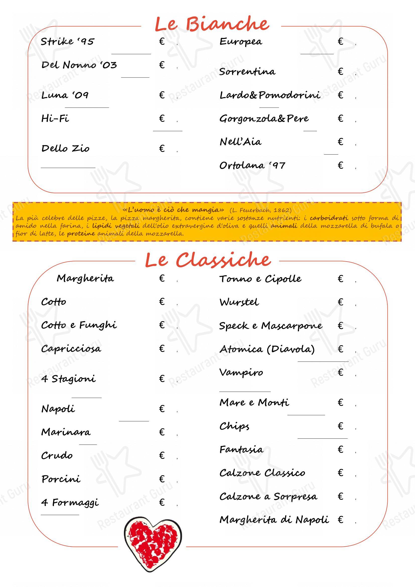 Menu da Pizzeria Il Borgo, Santo Stefano di Magra