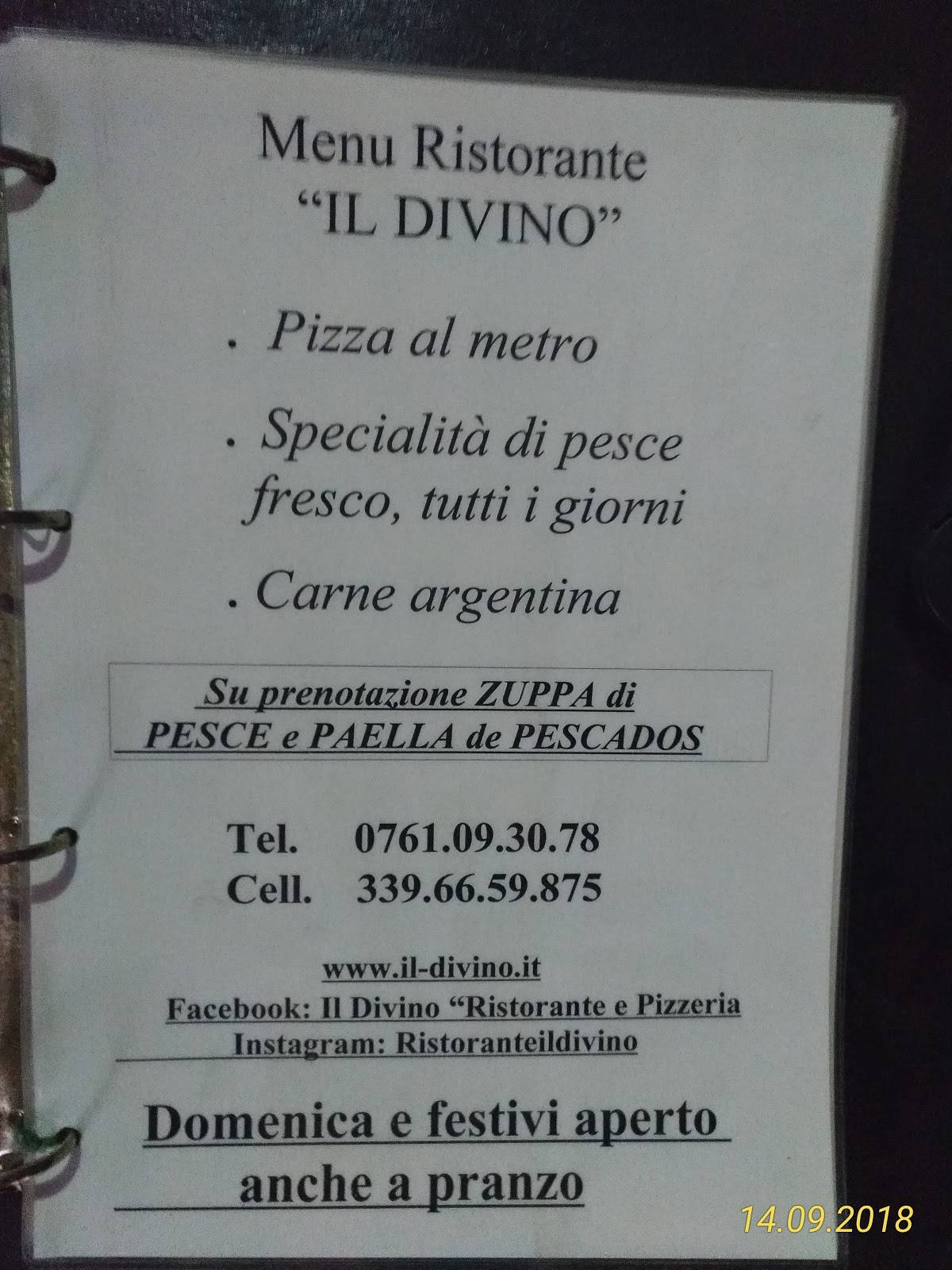 Menu da Il Divino Ristorante e Pizzeria, Ronciglione