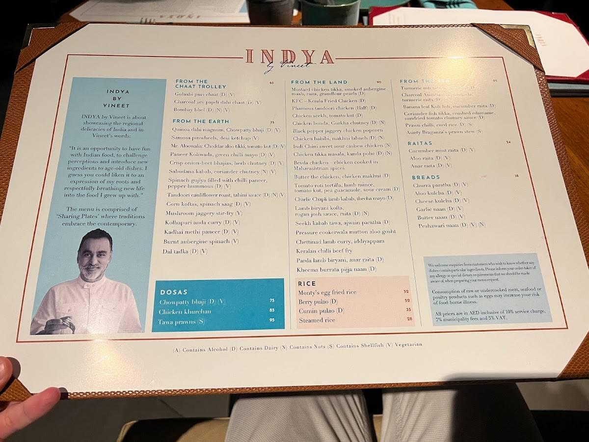 Menu at Indya by Vineet restaurant, Dubai