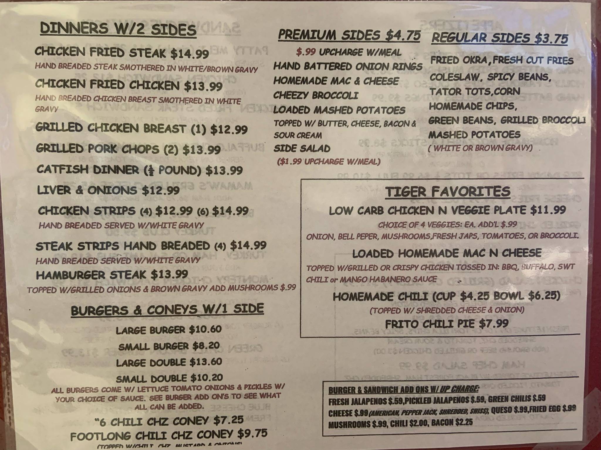 Menu at Jamie Jo's Restaurant, Tuttle