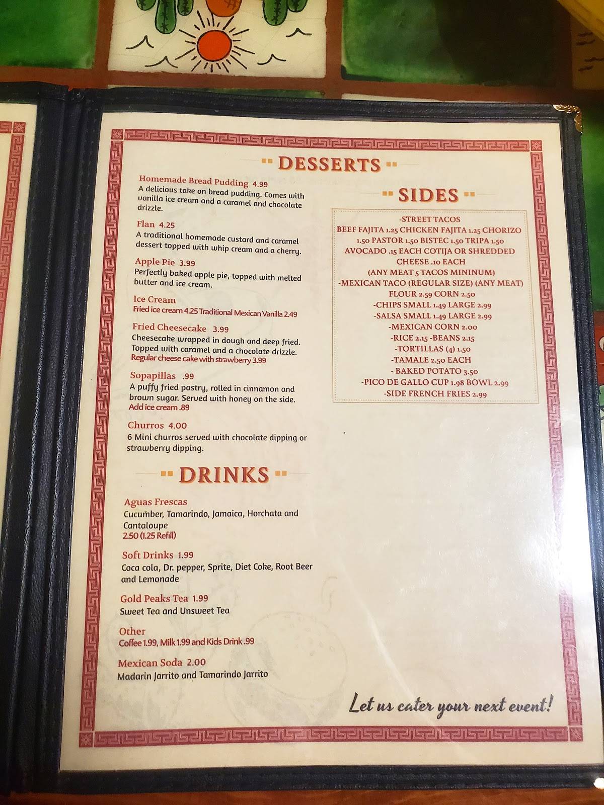 Menu at Jocelyn's Mexican Grill restaurant, Longview, Wal St suite 101
