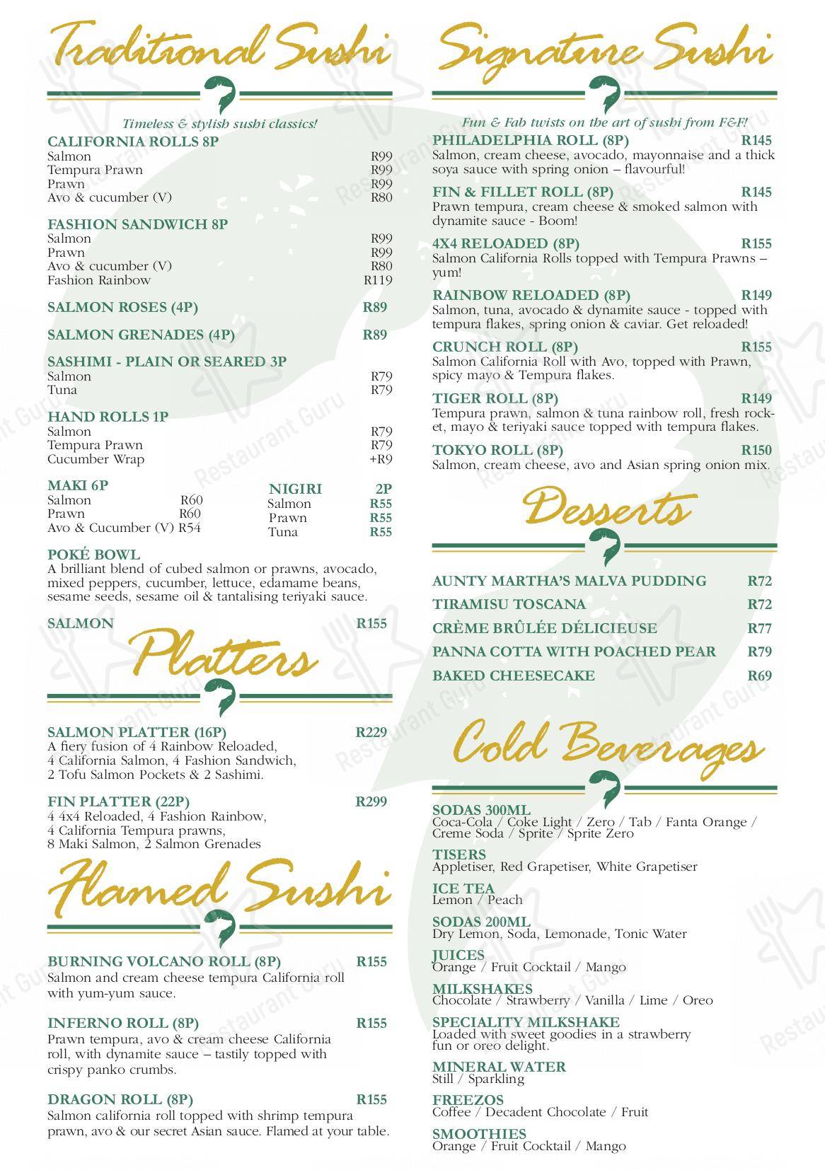 Menu at Fin and Fillet Grill restaurant, Edenvale