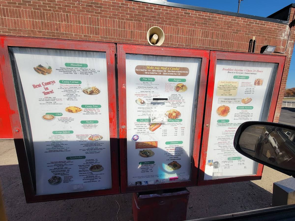 Menu at Joseph's Coney Island restaurant, Detroit
