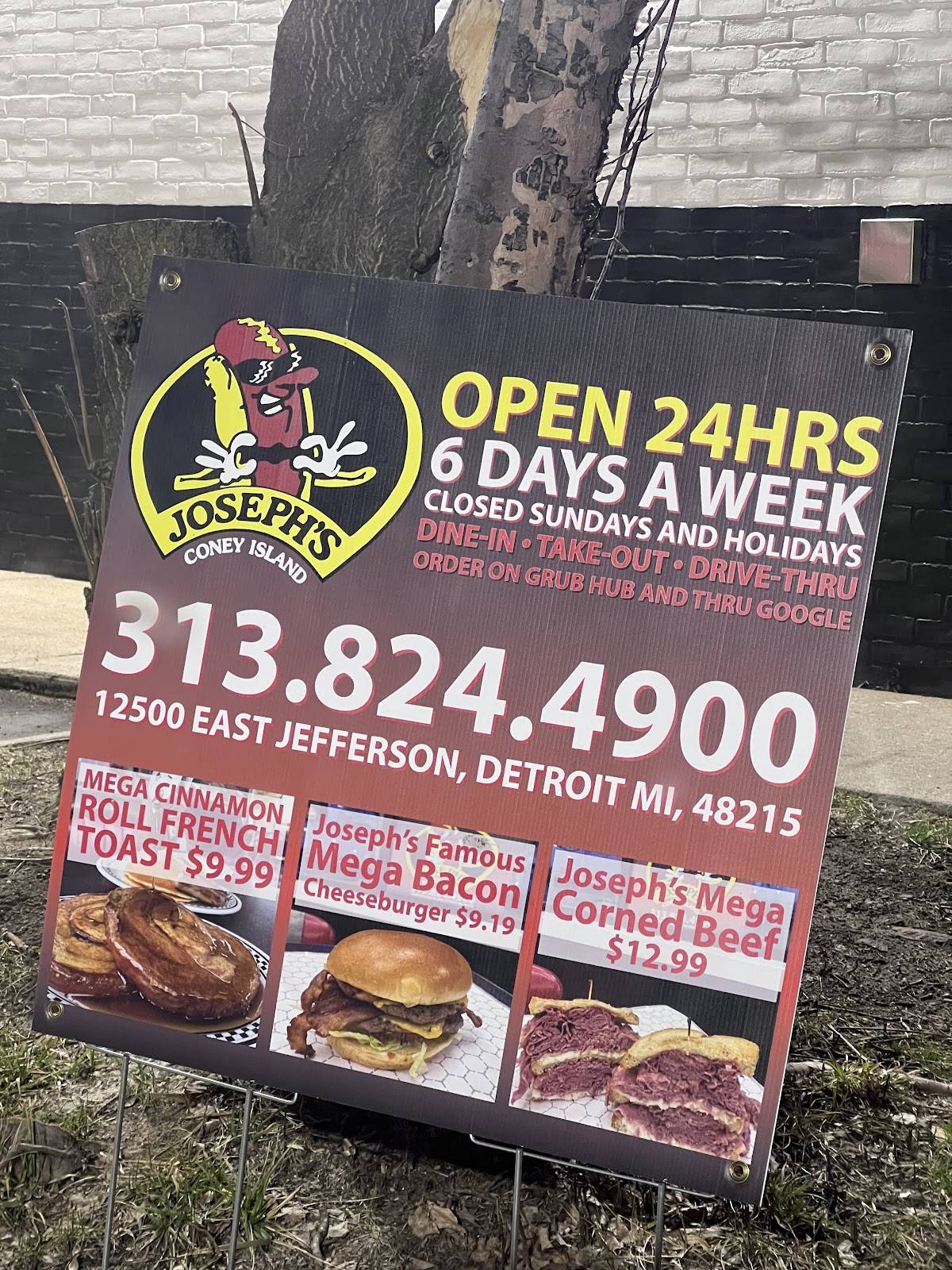 Menu at Joseph's Coney Island restaurant, Detroit