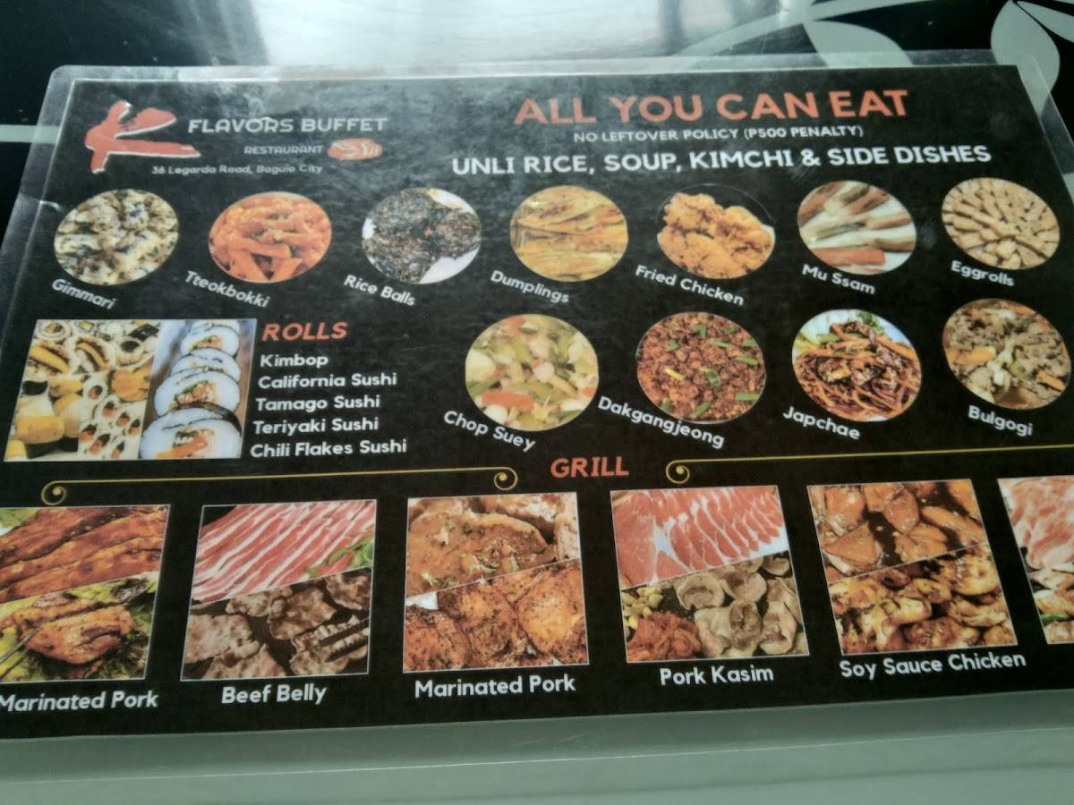 Menu at K Flavors Buffet restaurant, Baguio, 36 Legarda Rd