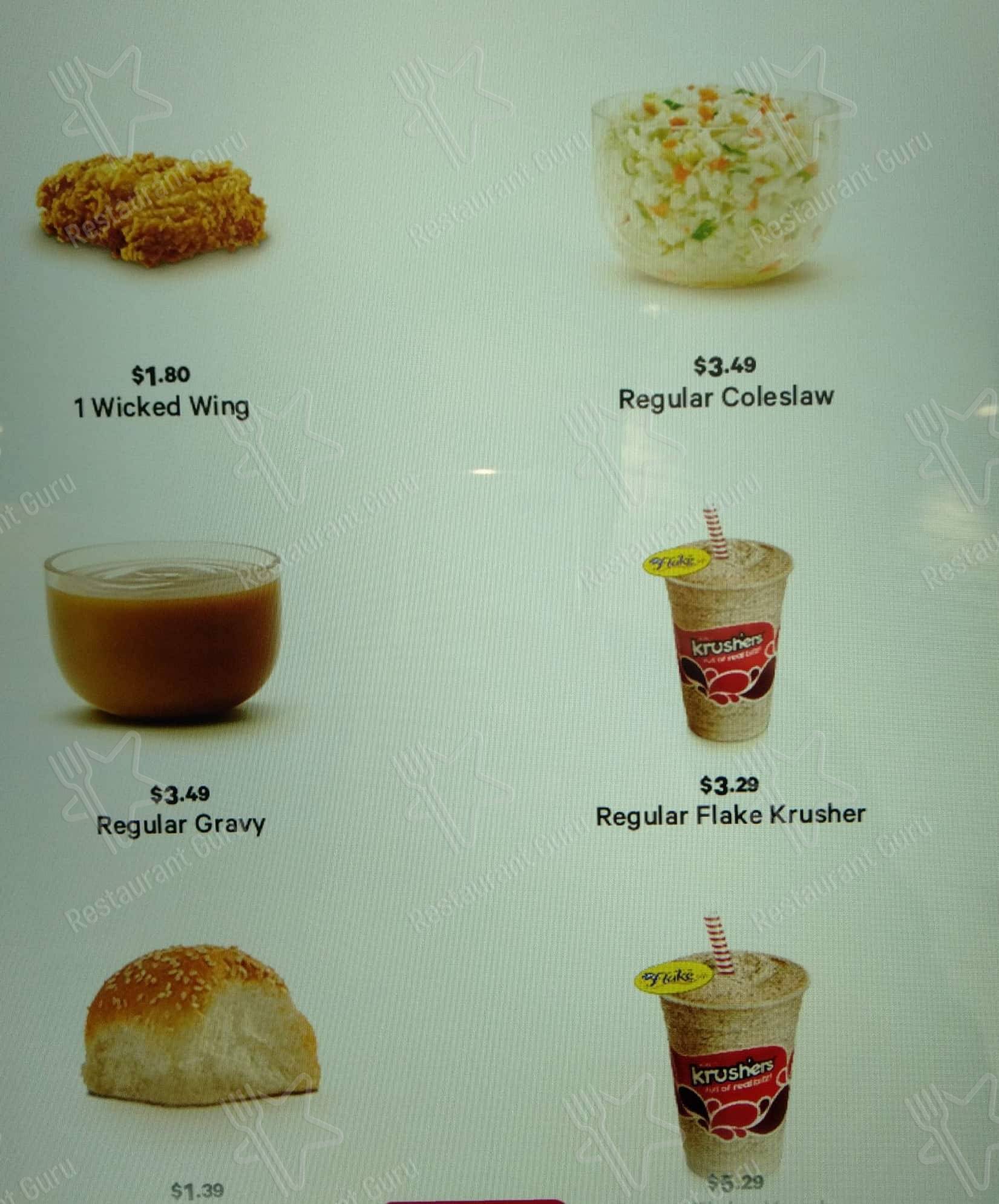 Menu at KFC Quay Street fast food, Auckland, 10 Quay St