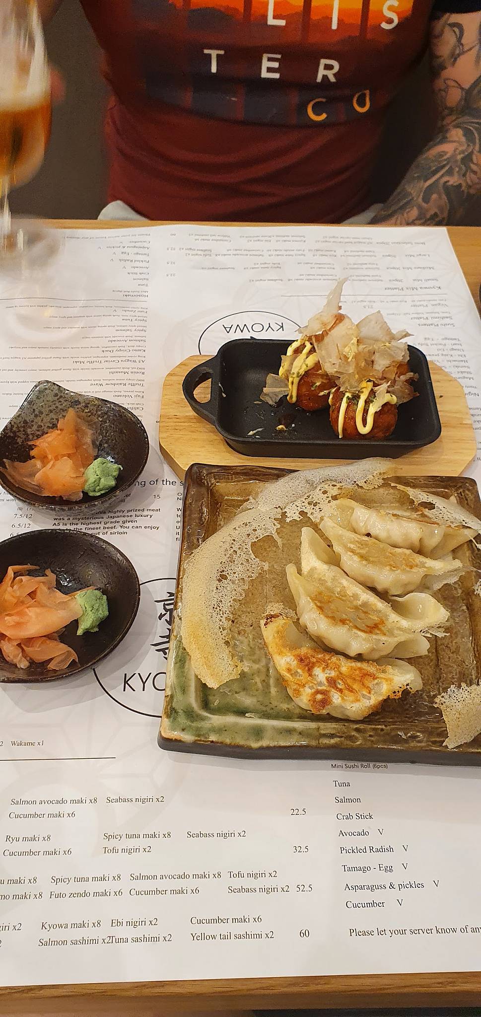 Menu at KYOWA restaurant, Plymouth
