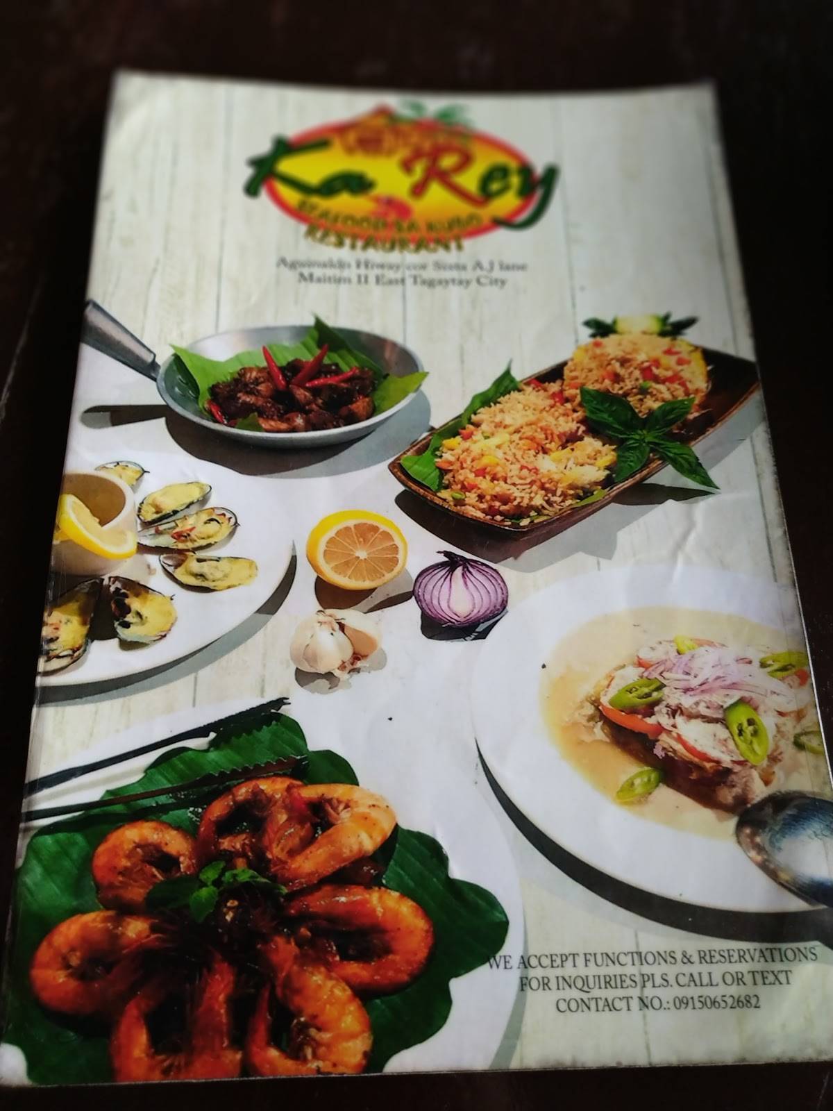Carta de Ka Rey Seafood Restaurant, Tagaytay