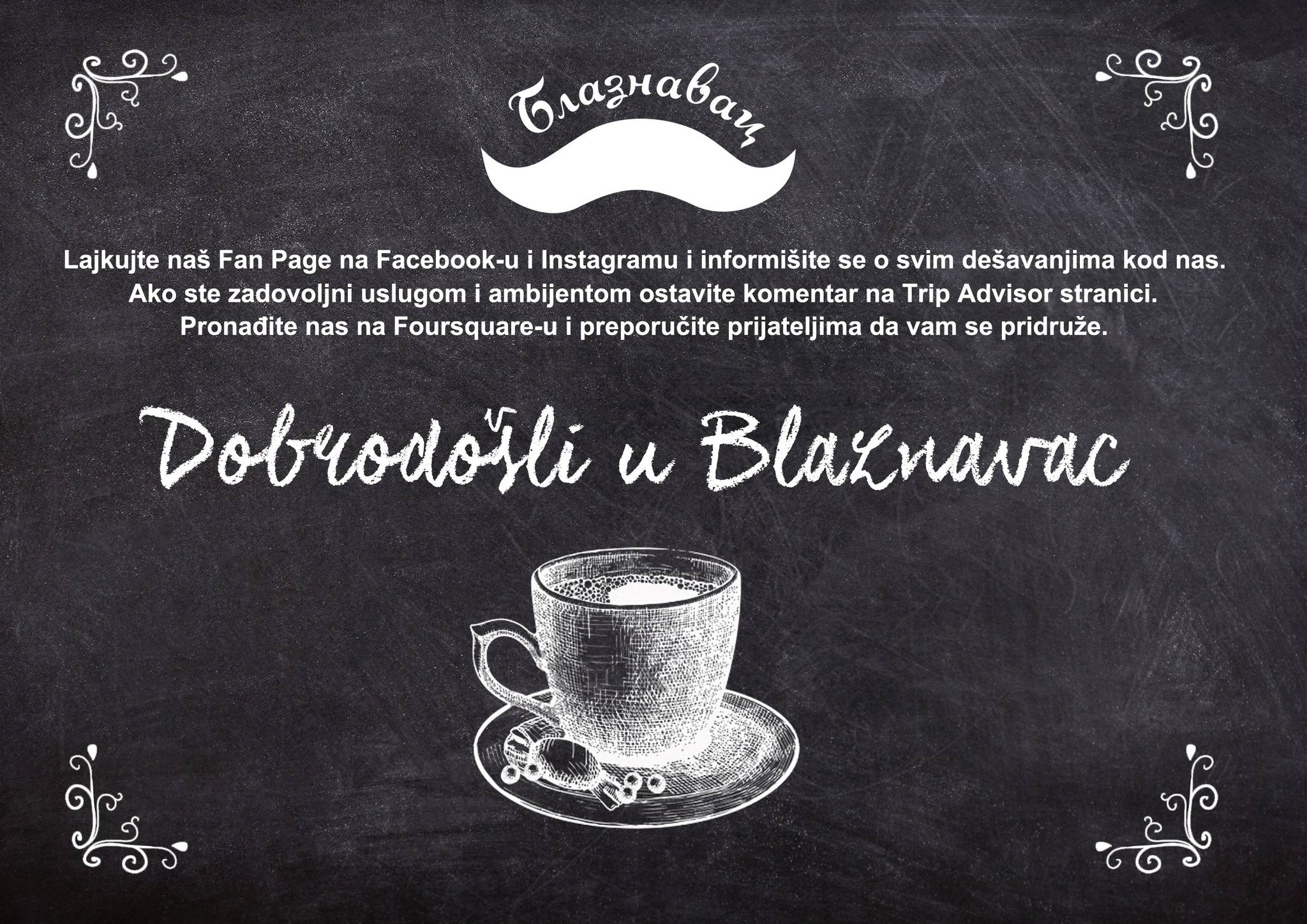 Menu at Kafe Bar Blaznavac, Belgrade
