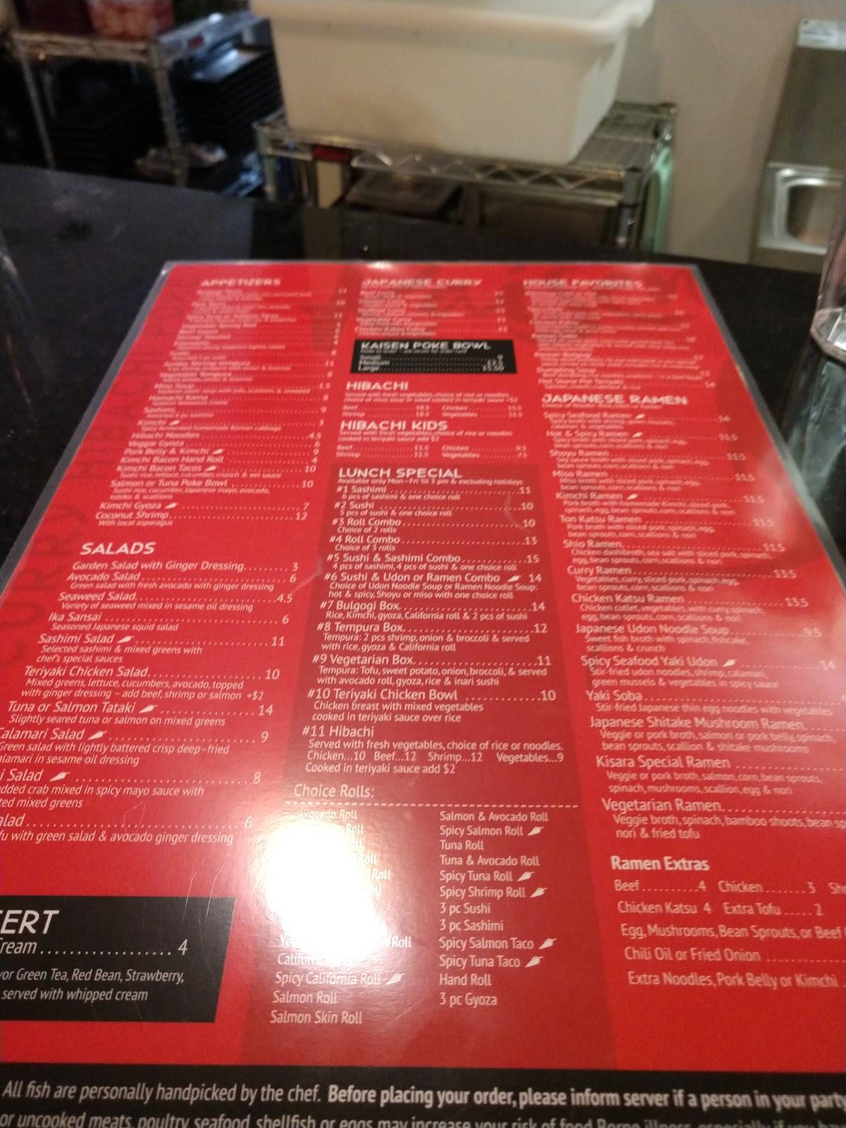 Menu at Kaisen Restaurant, Agawam
