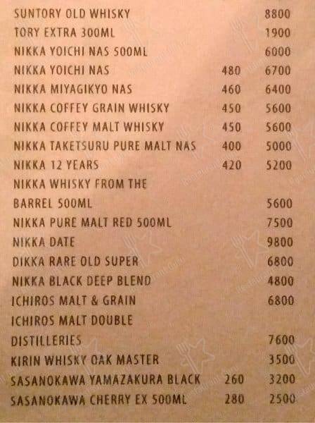 Menu at Kampai pub & bar, Makati, Alfonso