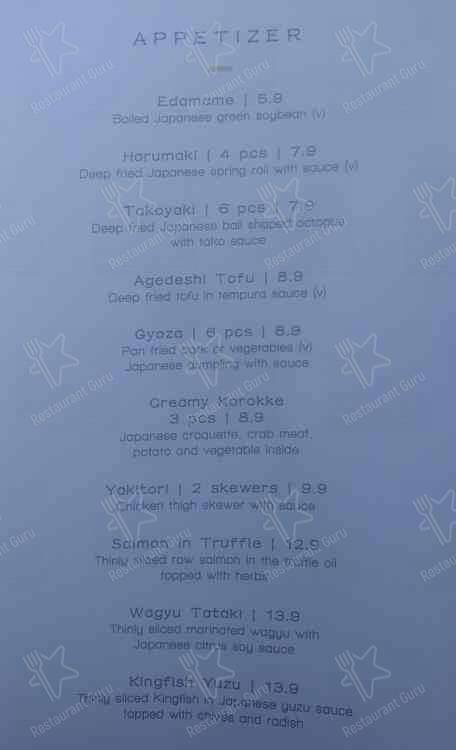 Menu at Kashiwa Japanese Restaurant, Scarborough