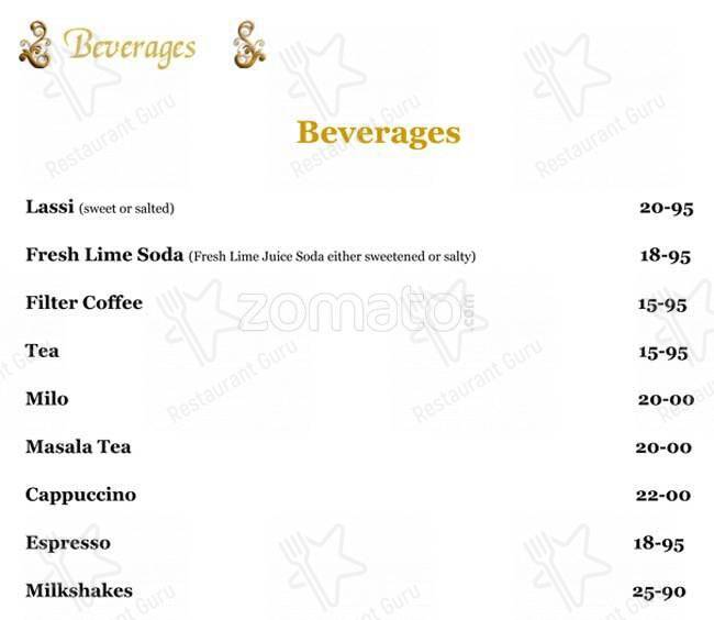 Menu at Kashmir Restaurant, Durban, 178 Florida Rd