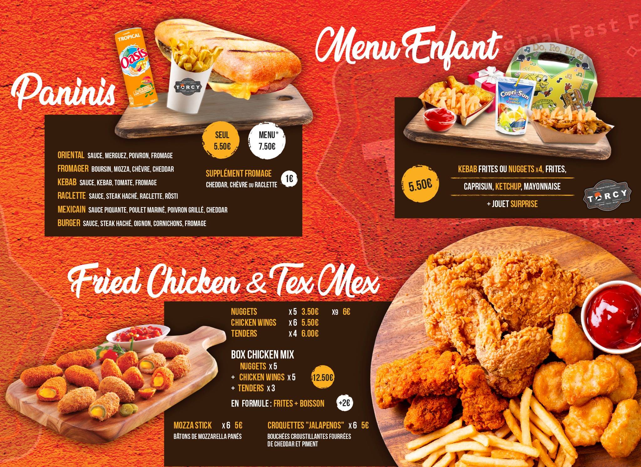 Menu au Kebab de Torcy fast food, Sedan
