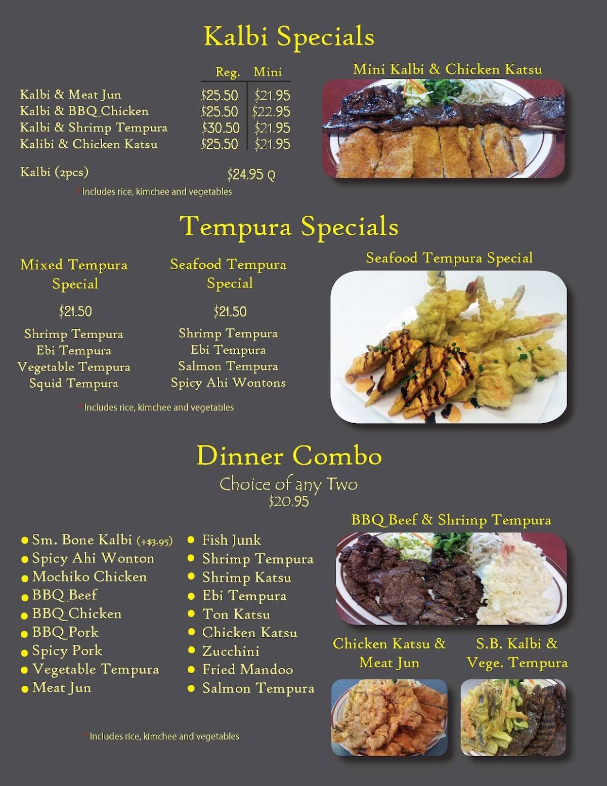 Menu at Kim Chee Restaurant 7, Aiea